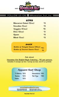 MENU – Hawaiian Hut