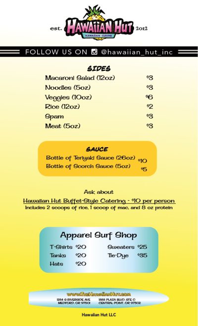 MENU – Hawaiian Hut